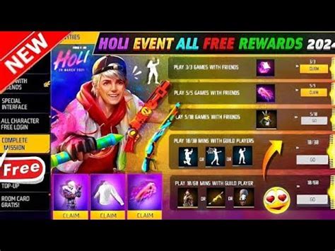 Holi Event Free Rewards Free Fire Holi Event 2024 FF Holi Event Free