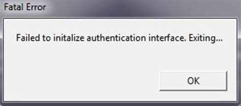 Как исправить ошибку Failed to initialize authentication interface exiting
