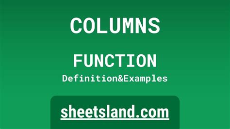 Columns Function Definition Formula Examples And Usage