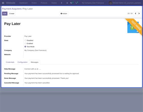 Odoo Payment Acquirer PayLater WebKul