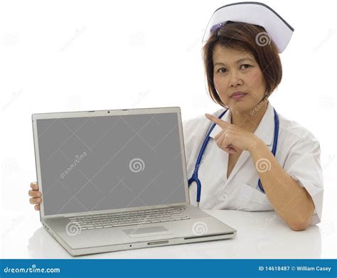 Nurse With Computer Screen Stock Image Image Of Isolated 14618487