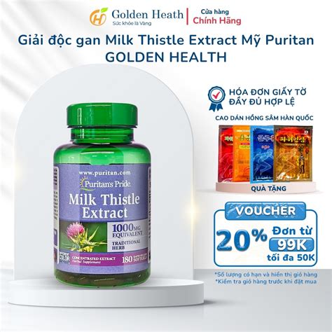 Giải độc Gan Milk Thistle Extract Mỹ Puritan Golden Health Giúp Mát Gan
