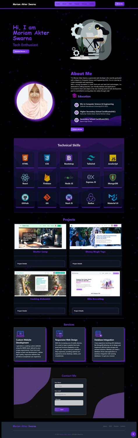 Moriam Akter Swarna On Linkedin Portfolio Webdesign Webdevelopment
