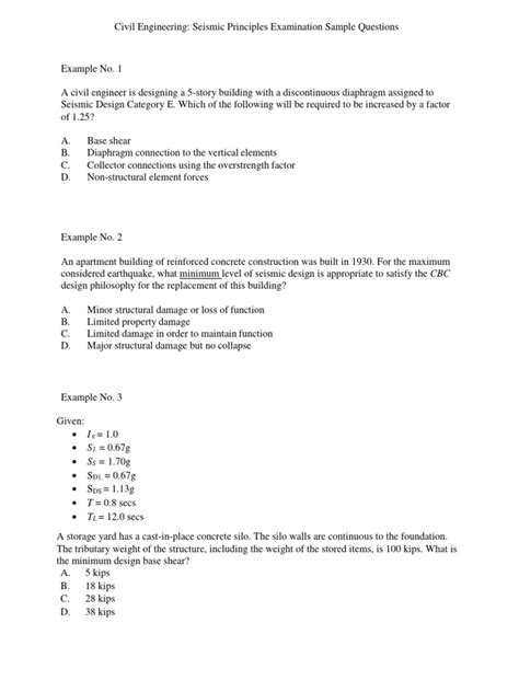 Sample Seismic Questions Pdf