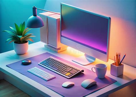 streamlined stylish home office setup a minimalist desk computer