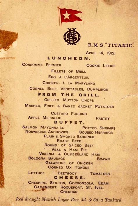 Titanic Food Menus For 1st 2nd And 3rd Class Passengers Bored Panda
