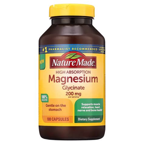 Nature Made Magnesium Glycinate 200mg High Absorption Supports Muscle