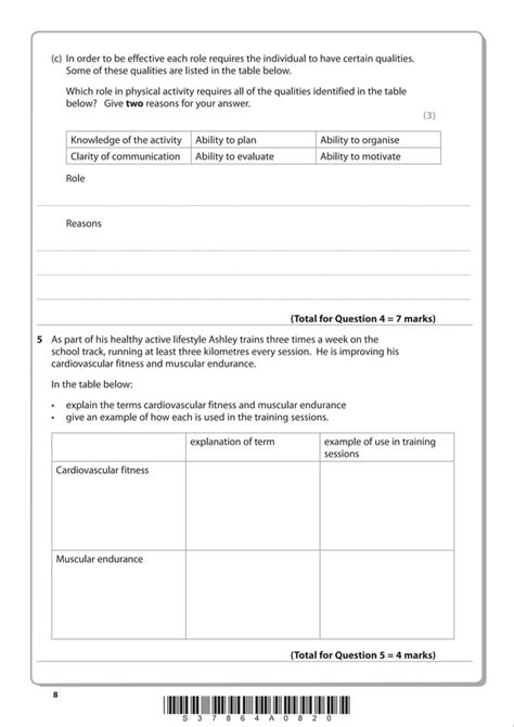 Gcse Pe Sample Assessment Questions Pdf
