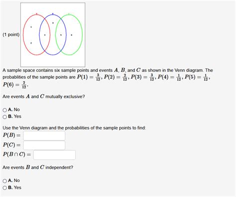 Solved 1 Poin A Sample Space Contains Six Sample Points And Chegg