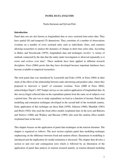 Pdf Panel Data Analysis