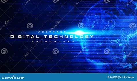 Digital Technology Worldwide Global Network Internet Connection Blue Background Abstract Cyber