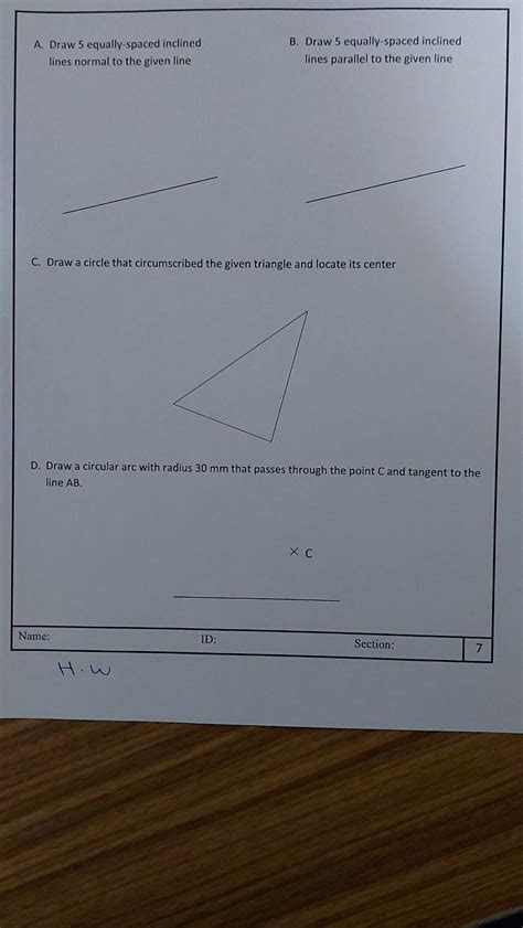 Solved B Draw 5 Equally Spaced Inclined A Draw 5