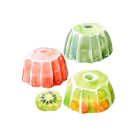 Cute Jelly Food Vector Illustration In Watercolor Style Premium Ai