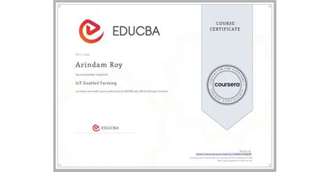 arindam roy on linkedin completion certificate for iot enabled farming