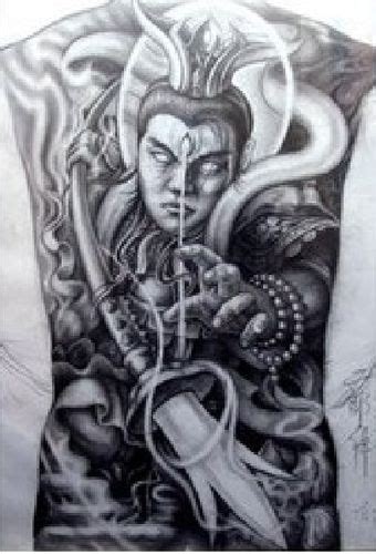 纹身二郎神简笔画 简笔画图片大全 普车都