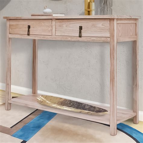 Portofino 2 Drawer Light Wood Wide Console Table Wilko