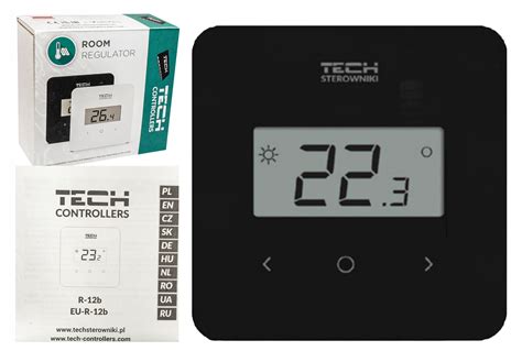 STEROWNIK TERMOSTAT REGULATOR TEMPERATURY POKOJOWY CZARNY R 12b TECH