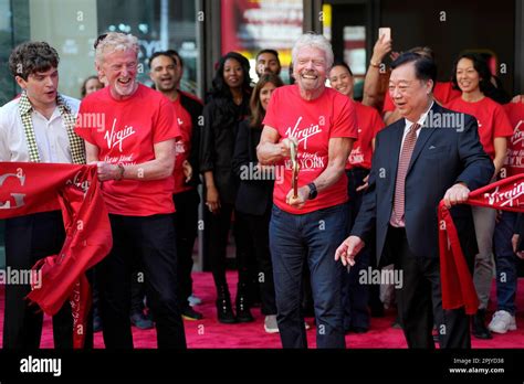 Colton Ryan Left James Bermingham Sir Richard Branson And John Lam Participate In The Virgin