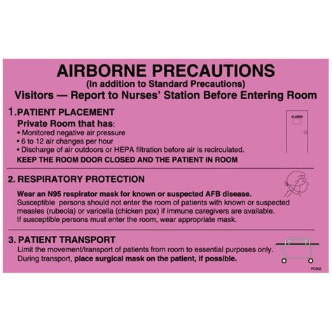 Pink Airborne Precaution Labels For Visitors 8 X 5 14 United Ad Label