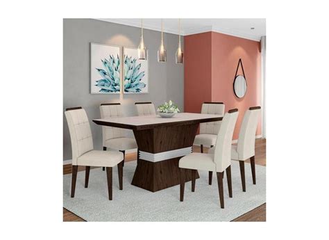 Conjunto Sala De Jantar 6 Cadeiras Cvidro Versalhes Moveis Araponga