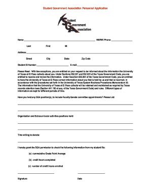 Fillable Online Studentaffairs Utep Utep Application Fax Email Print