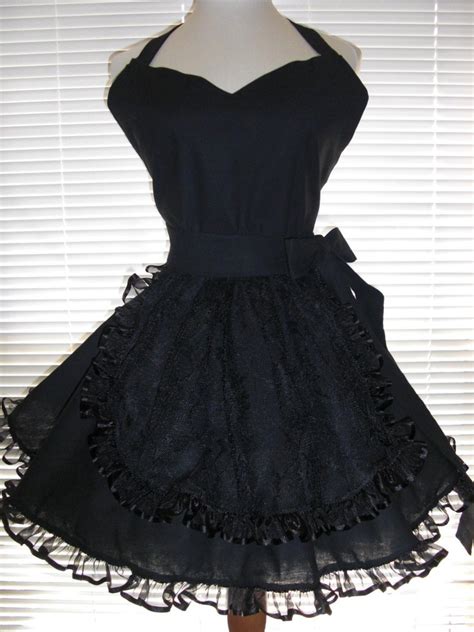 Black Sexy Apron French Maid Apron Black Retro Apron Etsy