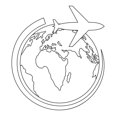 Plane On Earth Icon Outline Style 14411630 Vector Art At Vecteezy