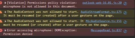 Microphone Permissions Using Outlook Addin Microsoft Qanda