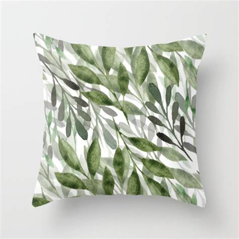 Leaves Throw Pillow Cover Botanical Pillow Cover Green Leaves Throw
