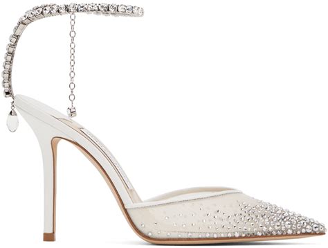 Jimmy Choo White And Silver Saeda 100 Heels Ssense