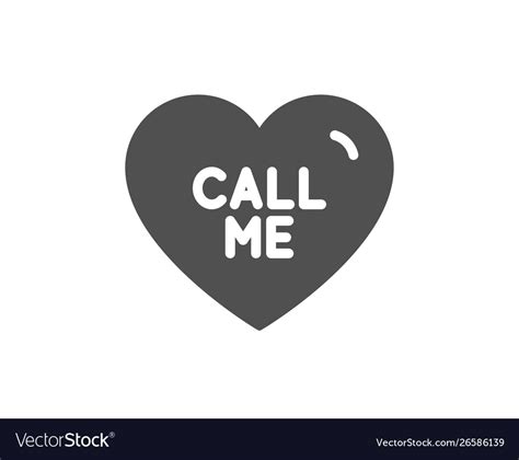 Call Me Icon Sweet Heart Sign Valentine Day Love Vector Image