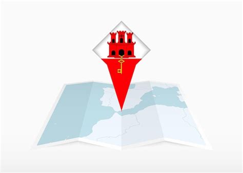 Gibraltar é Representado Num Mapa De Papel Dobrado E Um Marcador De