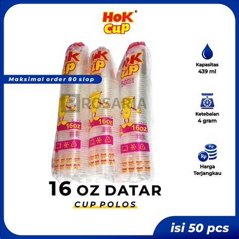 Jual CUP 16 OZ HOK DATAR Plastik Bening Gelas Minuman Shopee Indonesia