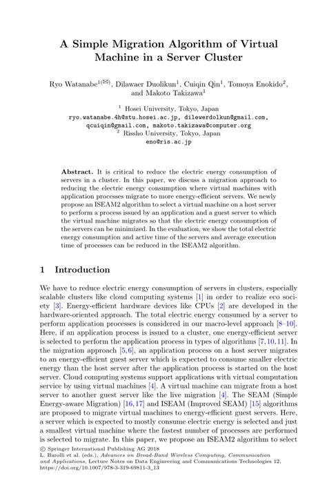 Pdf A Simple Migration Algorithm Of Virtual Machine In A Server Cluster
