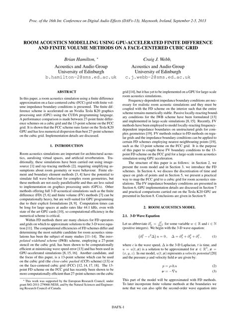 pdf room acoustics modelling using gpu accelerated finite difference