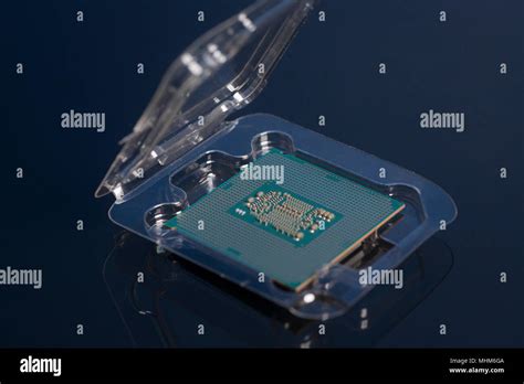 central processing unit cpu processor microchip in the packaging box on