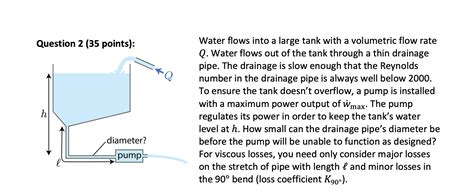 solved question 2 35 points q h water flows into a large