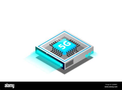 5g Network Processor Illustration Mobile Wireless Internet Of Next Generation Isometric