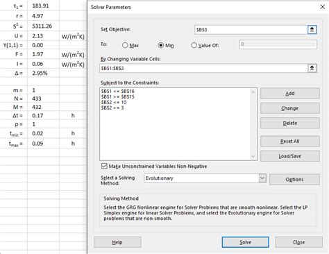 Microsoft Excel Solver Parameters For U Value Determination Download