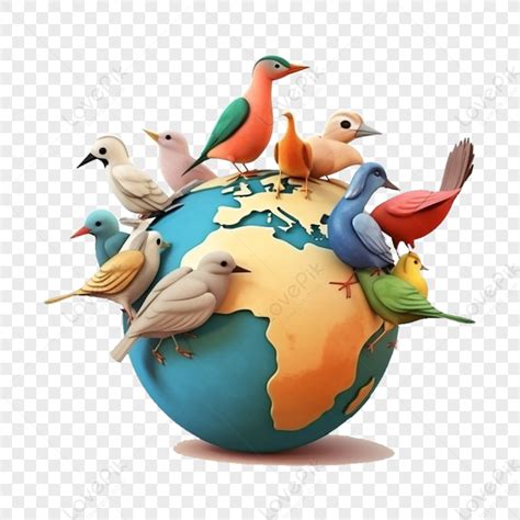 세계 철새의 날 3d 지구 새 만화음료수미술 Png 일러스트 무료 다운로드 Lovepik