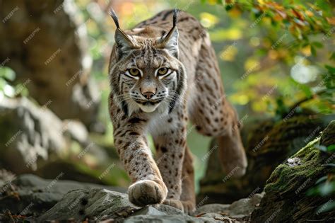 Premium Ai Image A Lynx In A Stealthy Prowling Stance