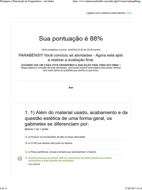 Atividades 1 Pdf Inicialização Informática Drive De Disco Rígido