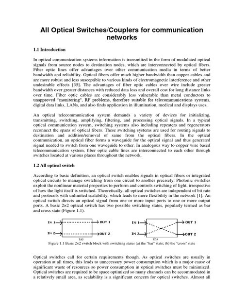 Fundamentals Of Switches Photonic Switching Pdf Optical Fiber Telecommunications