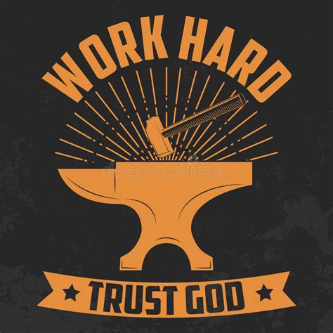 Бог доверия работы трудный Yellow Наковальня и молоток Иллюстрация вектора иллюстрации