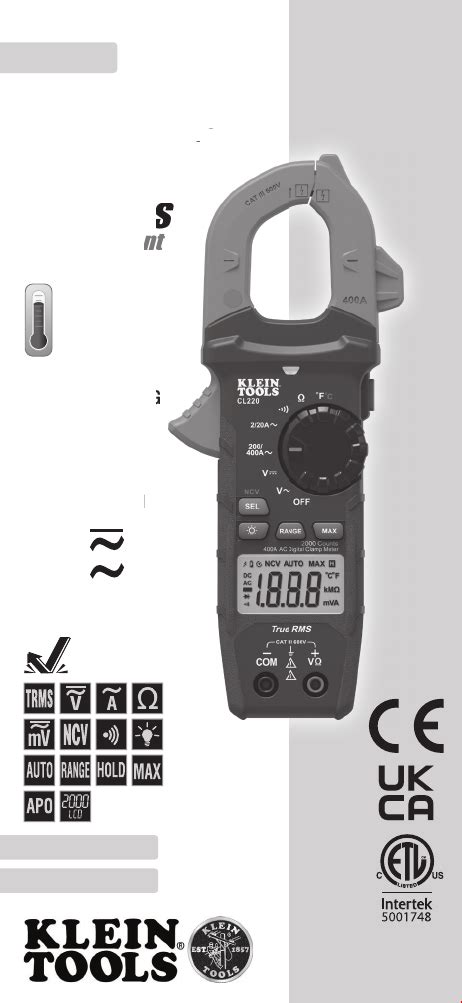 User Manual Klein Tools Cl220 English 44 Pages