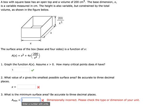 Solved A Box With Square Base Has An Open Top And A Volume Chegg