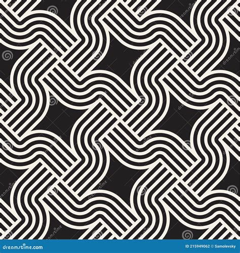 Vector Seamless Interlaced Pattern Modern Abstract Rounded Crossing Lines Texture Repeating