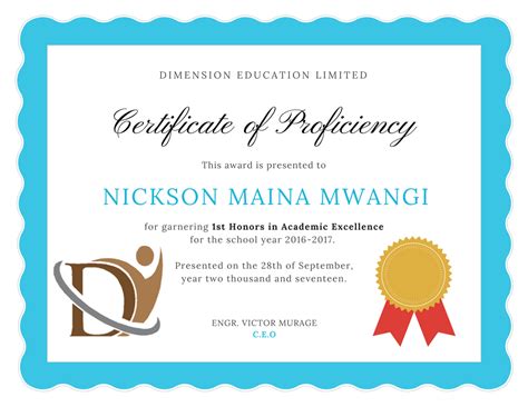 Certificate Of Proficiency Sample Certificate Of