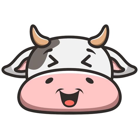 Premium Vector Head Cute Cow Mascot Logo