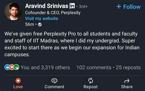 Free Perplexity Ai Pro Subscription For Iit Madras Students